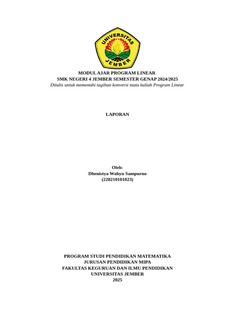 Modul Ajar Program Linear | PDF