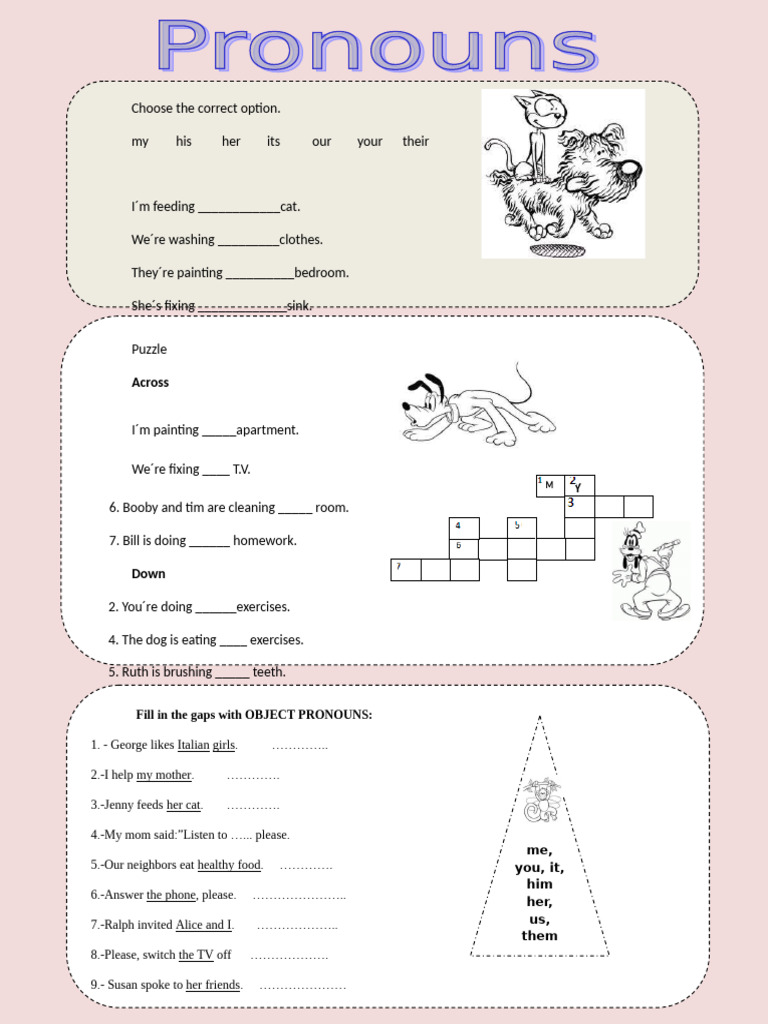 Fill in the Blanks with Pronouns | PDF