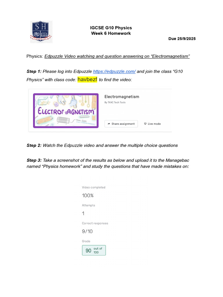 G10 Physics Week6 HW | PDF