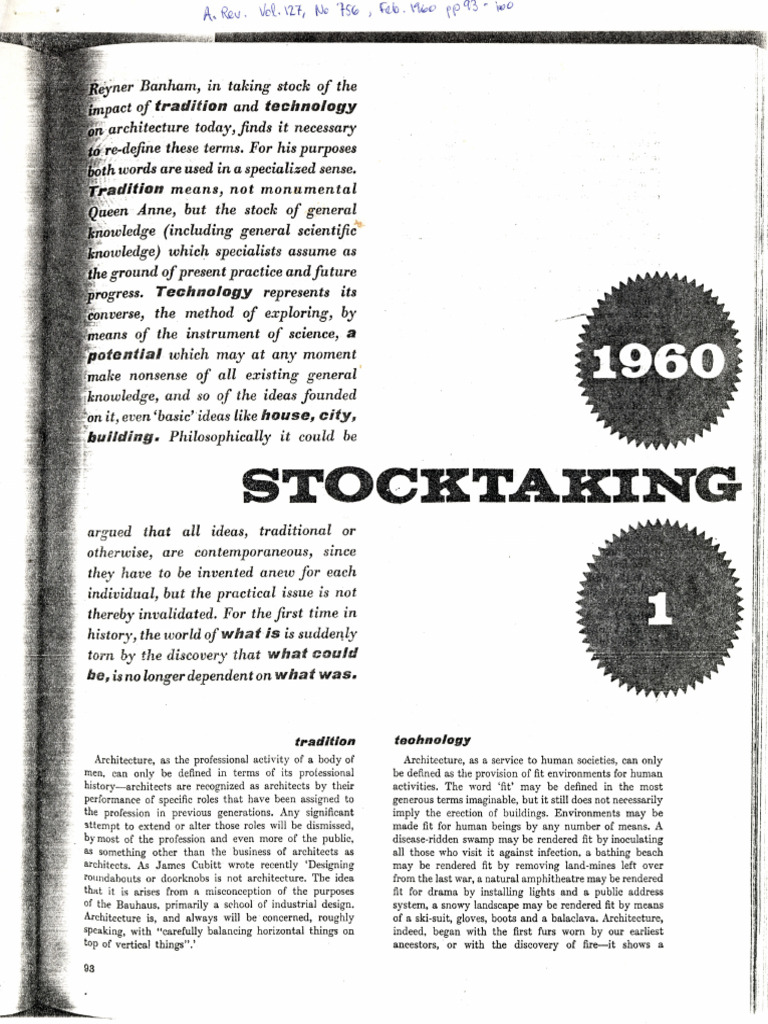1960 Banham Stocktaking | PDF