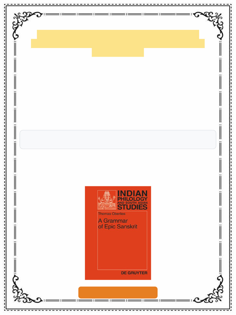 A Grammar of Epic Sanskrit 1st Edition Thomas Oberlies ebook full bonus ...