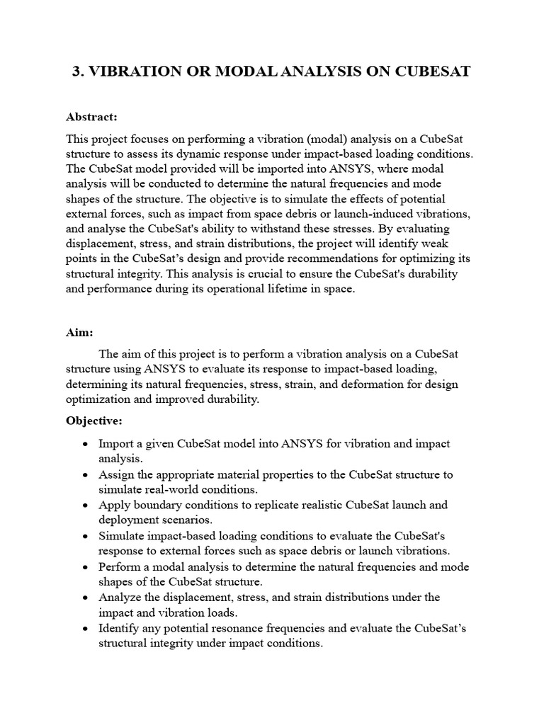 Vbration or Model Analysis On Cubesat | PDF | Deformation (Engineering ...