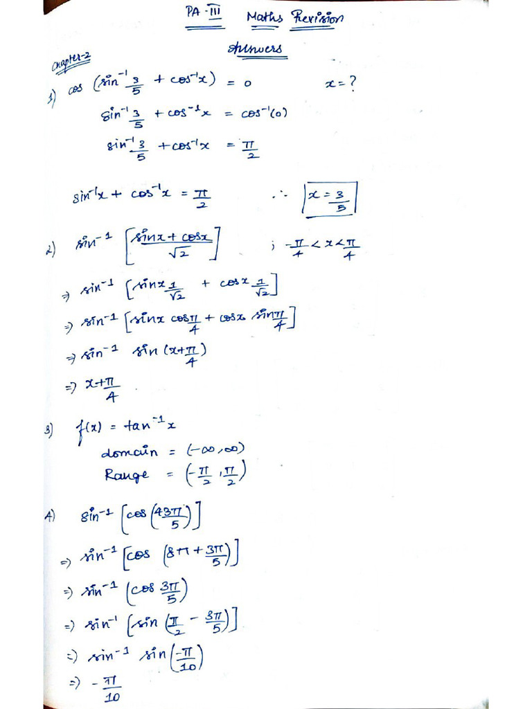 Pt-Iii Maths Revison Answers | PDF