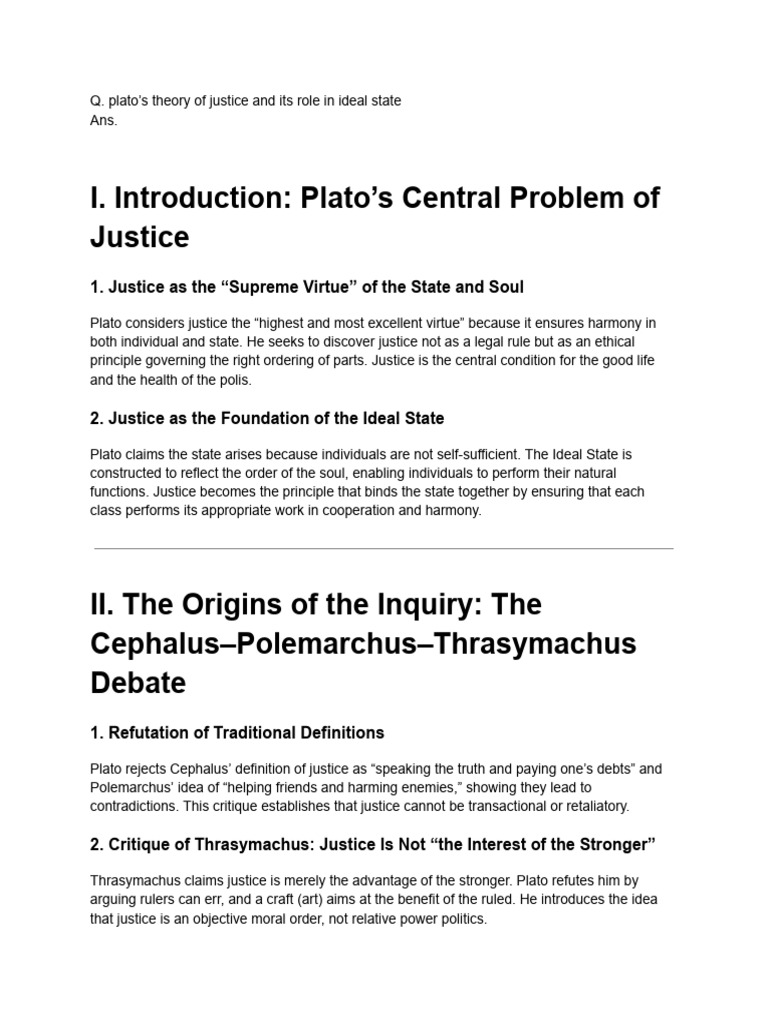 Plato's Justice and the Ideal State | PDF | Citizenship | Justice