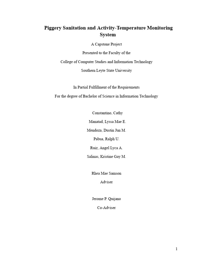 Automated Piggery Sanitation System | PDF | Relational Database ...