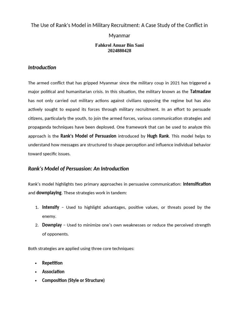 The Use of Rank's Model in Military Recruitment - A Case Study of The ...