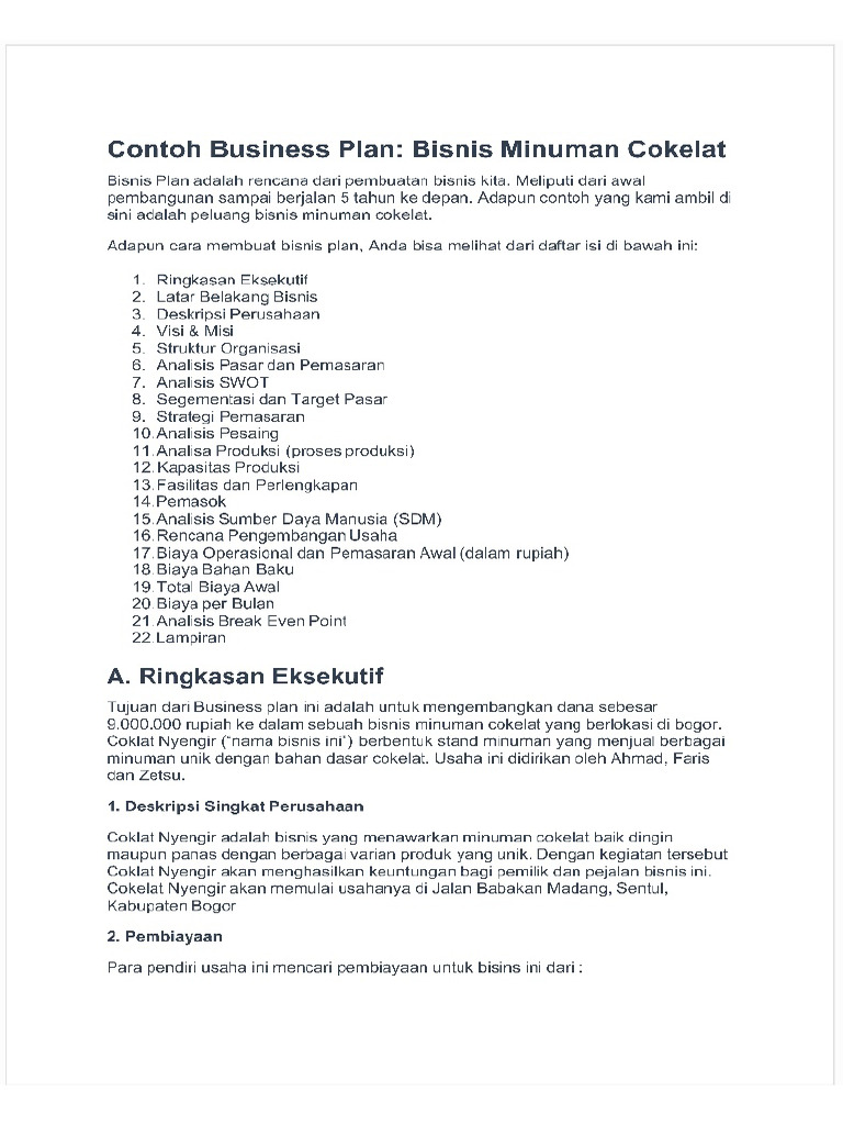 Contoh Business Plan | PDF