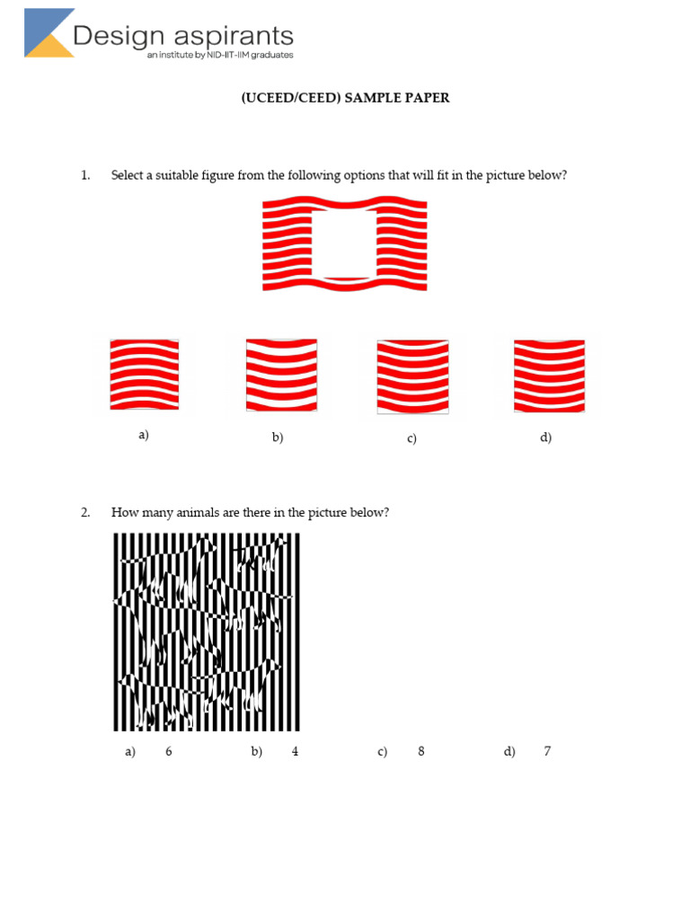 UCEED/CEED Sample Paper Questions | PDF