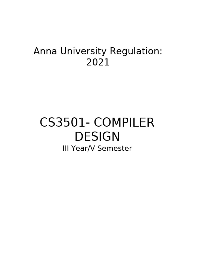 CS3501 Compiler Design -Notes - Hand Writing | PDF