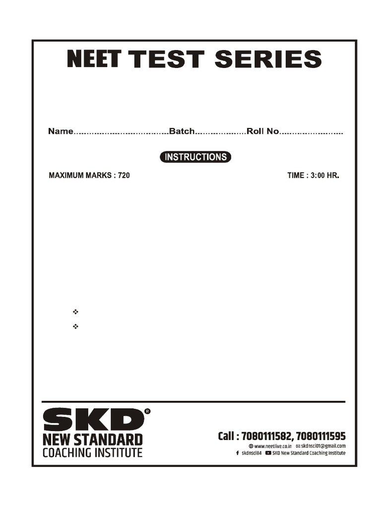 SKD New Standard Coaching Physics Test | PDF | Refraction | Gases