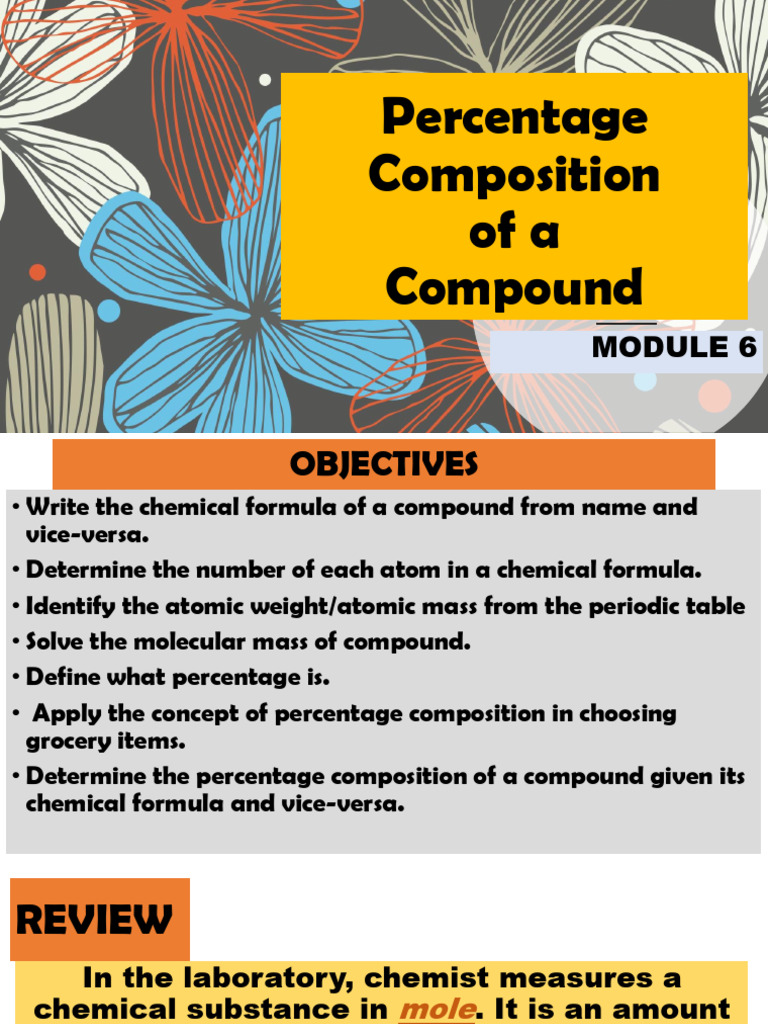 Percentage Composition (1) | PDF | Mole (Unit) | Chemical Substances