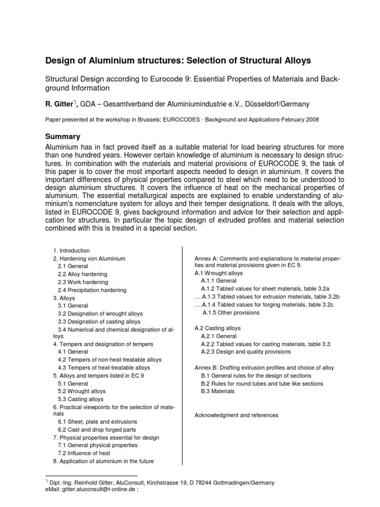 Aluminium Structural Alloy Selection | PDF | Home & Garden