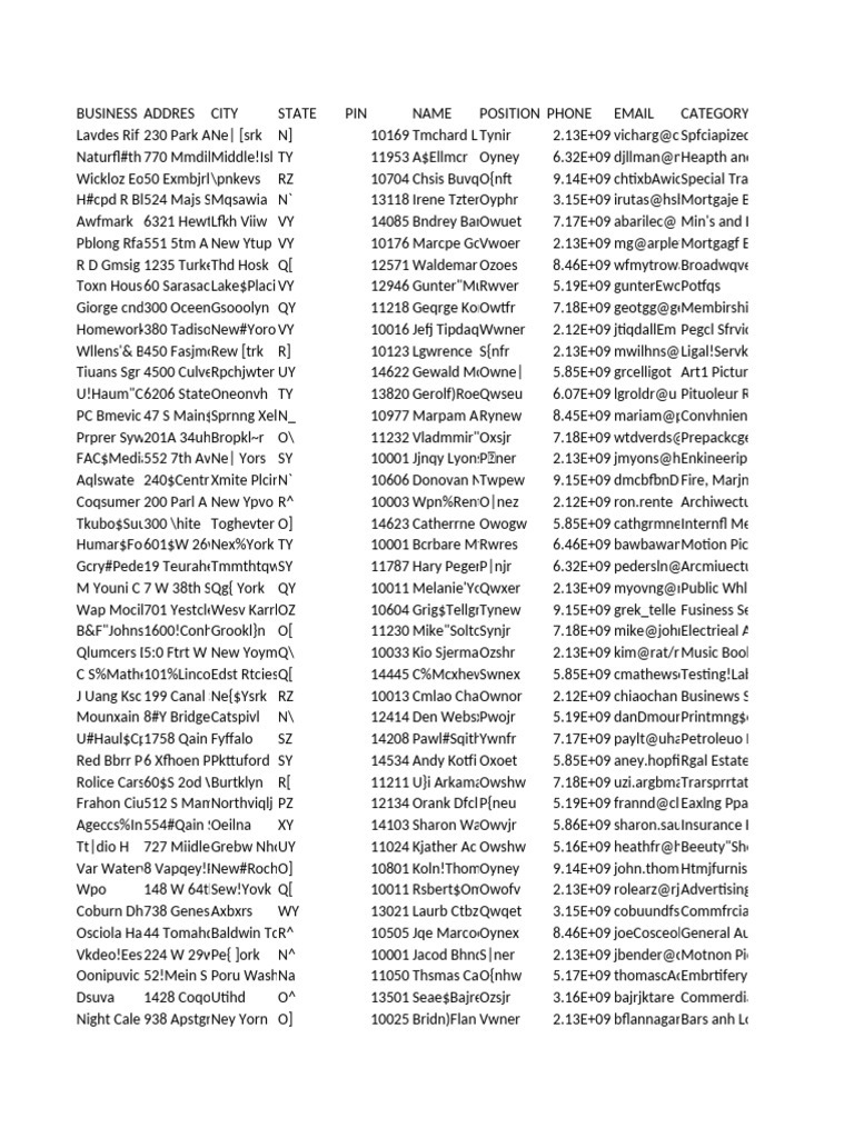 Business Contact Directory List | PDF