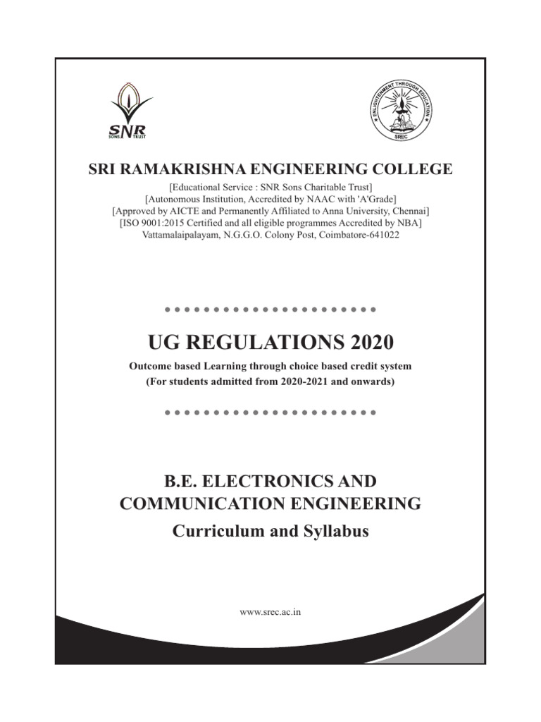 B.E. Electronics & Communication Curriculum 2020 | PDF | Academic ...