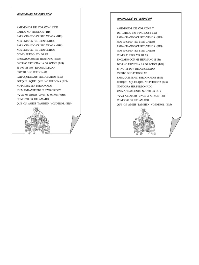 Letra de "Amémonos de Corazón" | PDF | Religión y espiritualidad