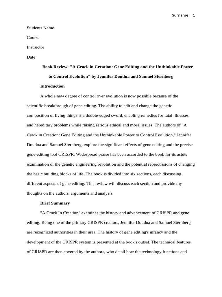 A Crack in Creation Book Review | PDF | Genetic Engineering | Genetics