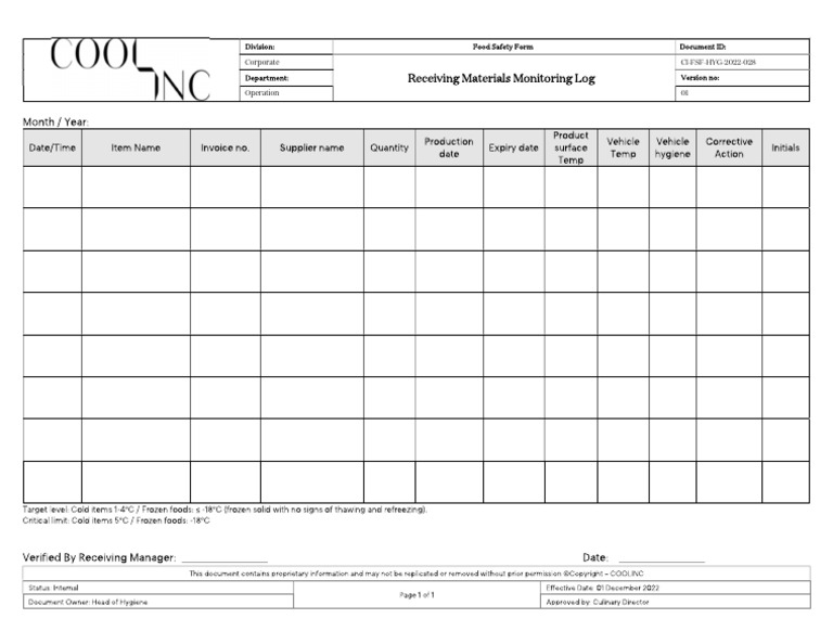 Recieving Form | PDF