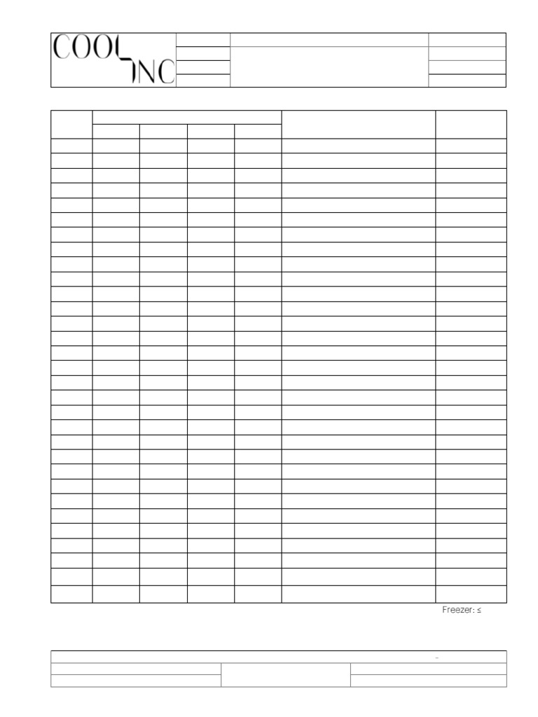 Chiller/Freezer Temp Log Template | PDF