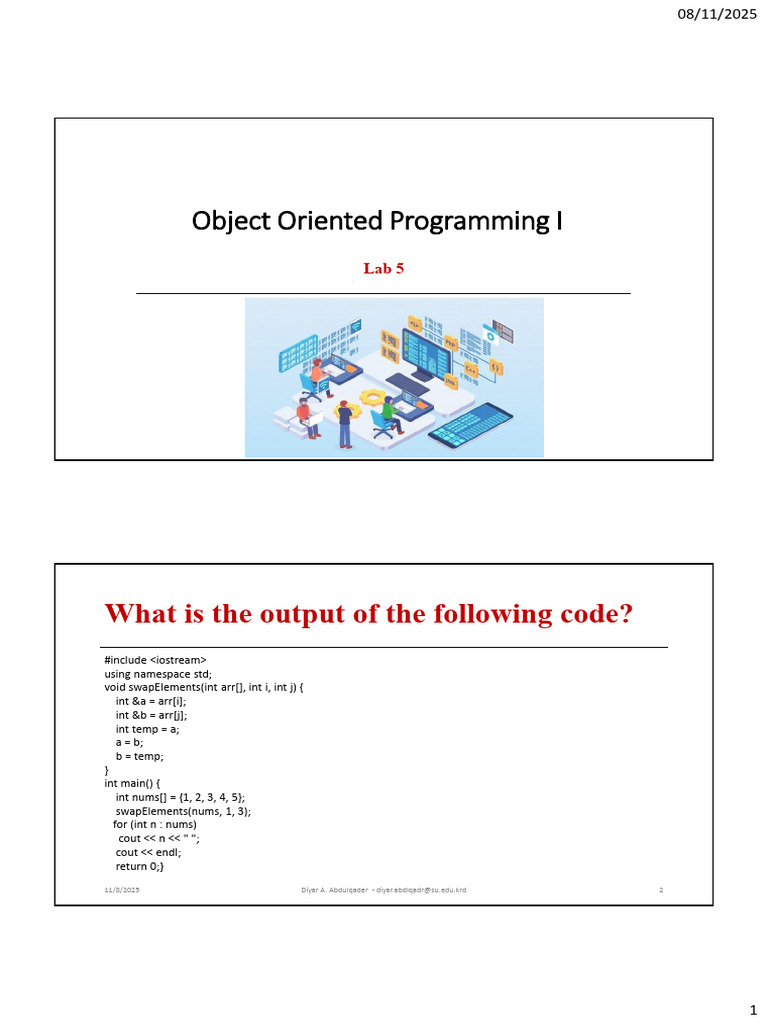 Lab 5 - Object Oriented Programming I | PDF | Namespace | Computer Science