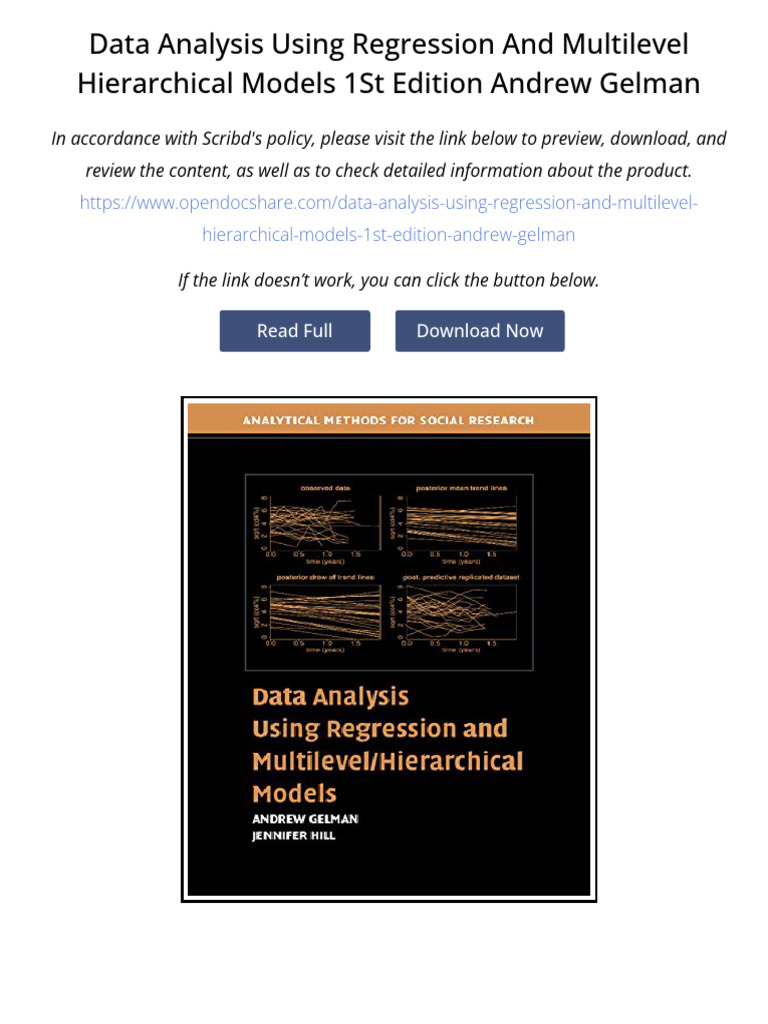 Data Analysis Using Regression and Multilevel Hierarchical Models 1st Edition Andrew Gelman | PDF