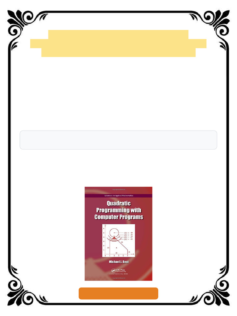 Quadratic programming with computer programs 1st Edition Michael J ...