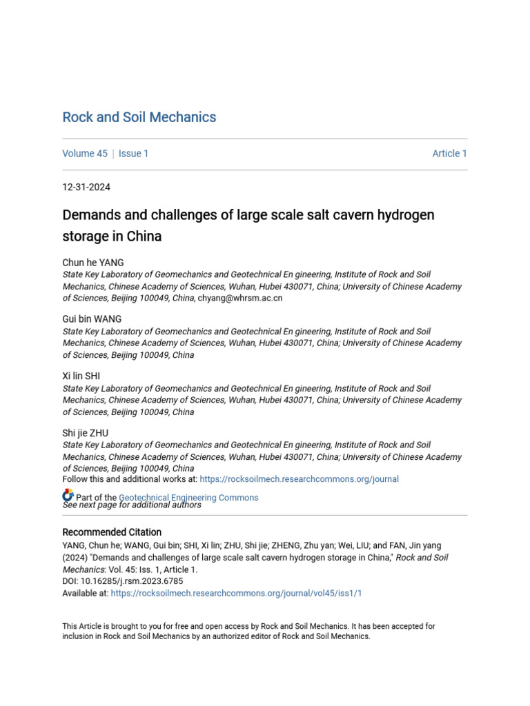 Demands and Challenges of Large Scale Salt Cavern Hydrogen Storage in ...