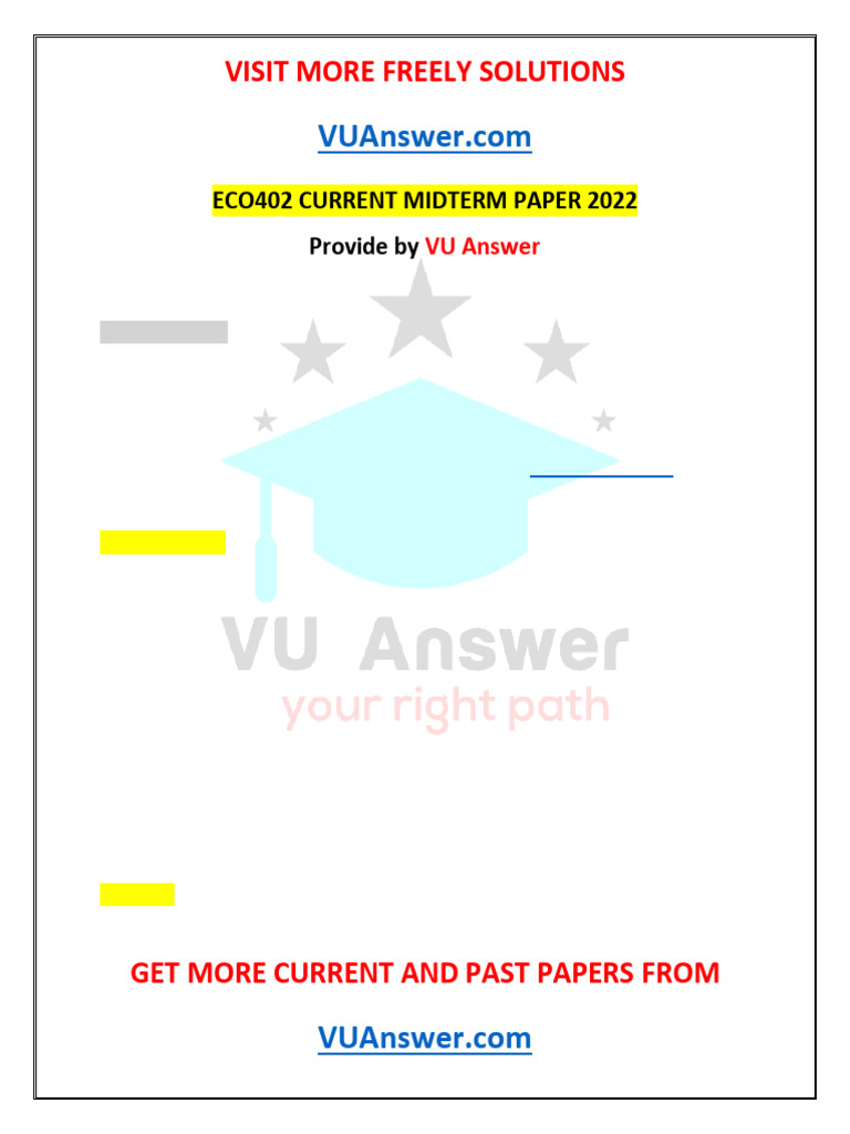 ECO402 Current Midterm 2022 Papers | PDF