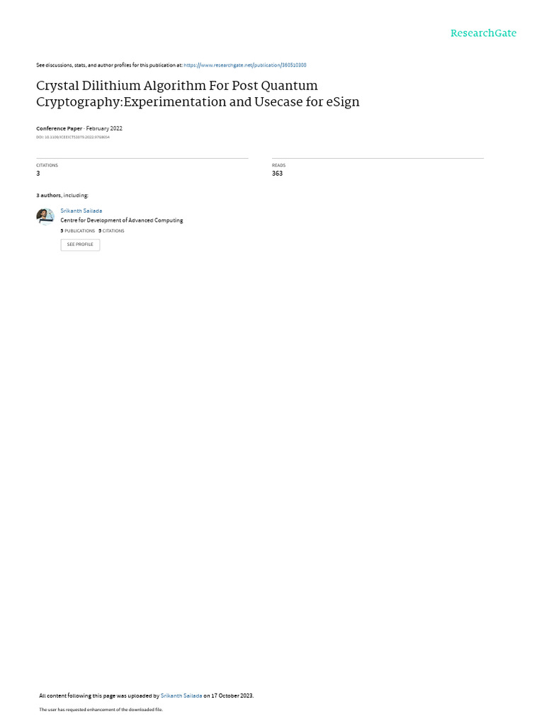 CrystalsDilithiumPQC | PDF | Cryptography | Public Key Cryptography