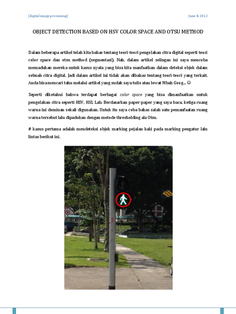Project Object Detection Based On Hsv Color Space And Otsu Method Pdf