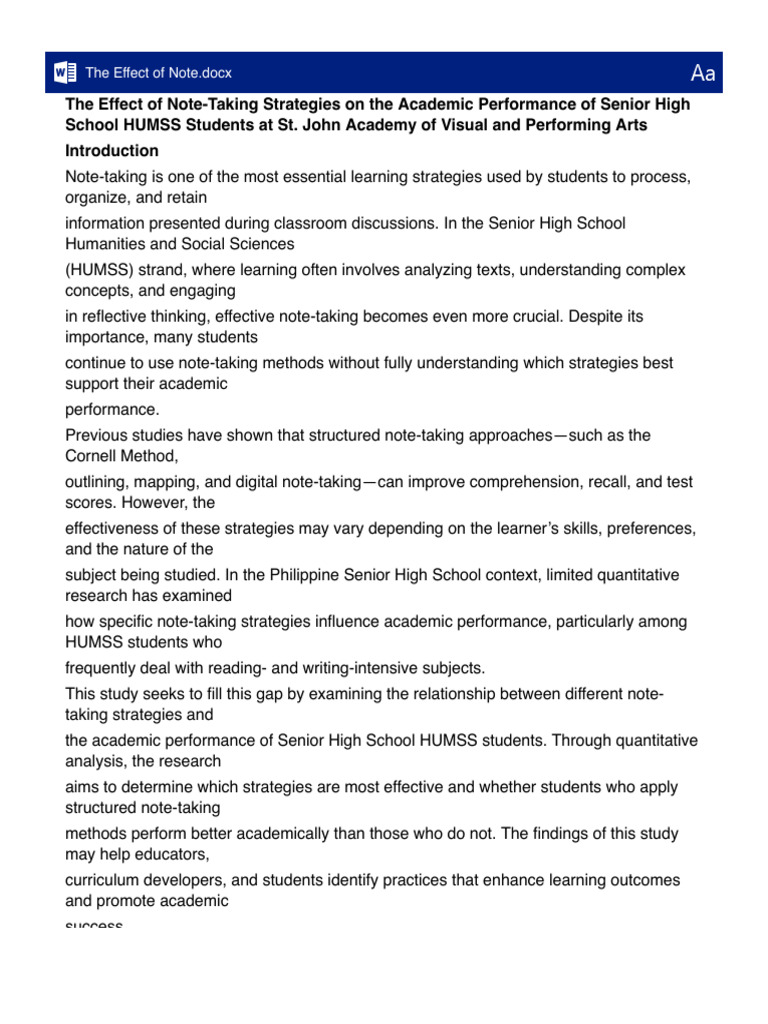 The Effect of Note.docx | PDF