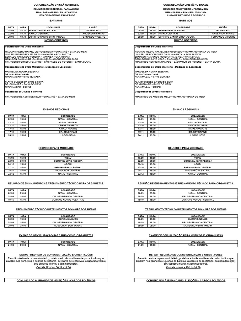 RMA 2024.09.07 (Parnamirim) | PDF | Diácono