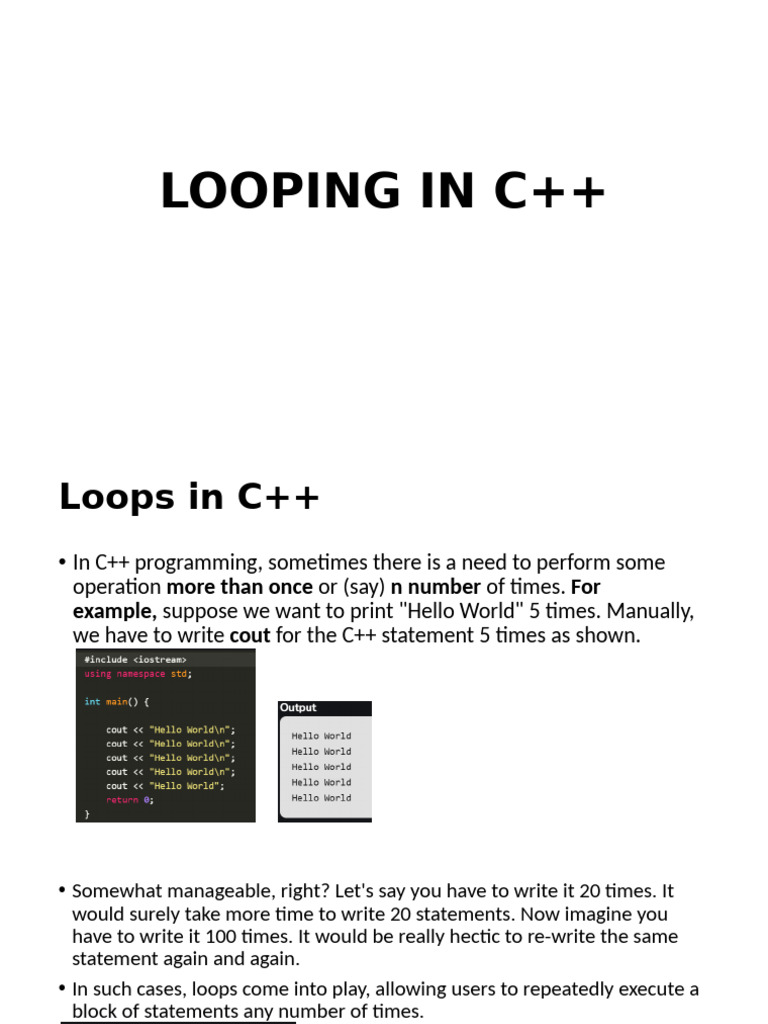 C++ Looping: Types and Control Statements | PDF | Control Flow ...