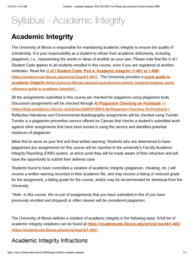 Syllabus - Academic Integrity_ Fall 2025-RST 242-Nature and American ...