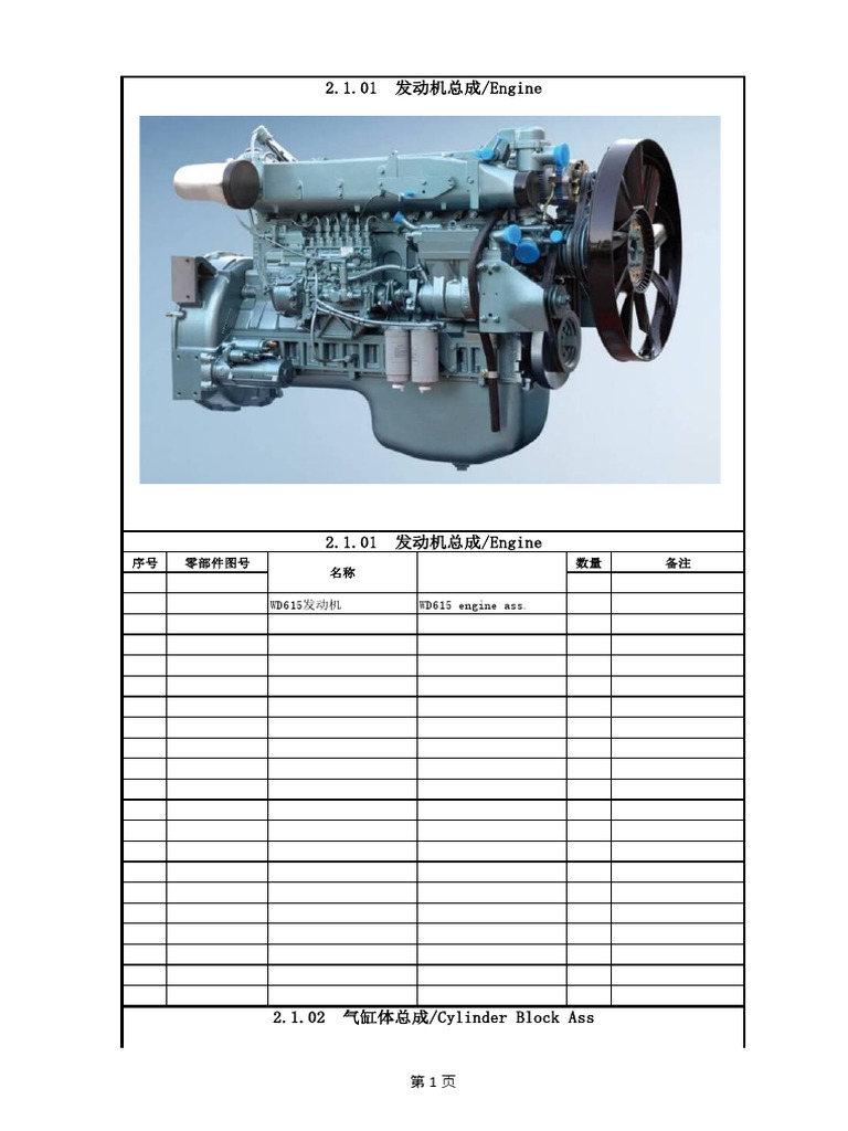 HOWO 371 CATALOGUE 2.1 发动机本体Engine CBFK12090036 | PDF