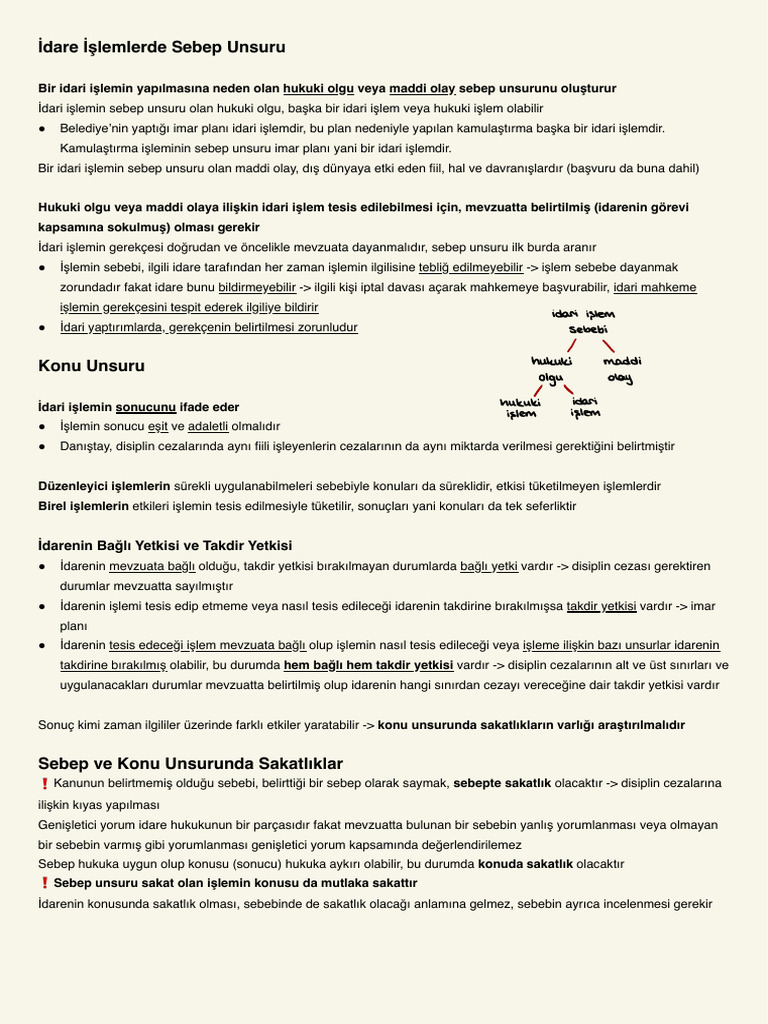 İdari Hukuk - Sebep Ve Konu Unsurları | PDF