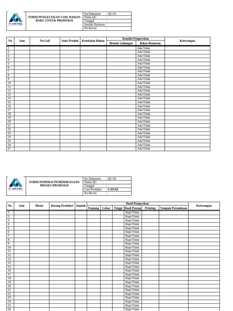 Form QC - Master - Rev1 | PDF
