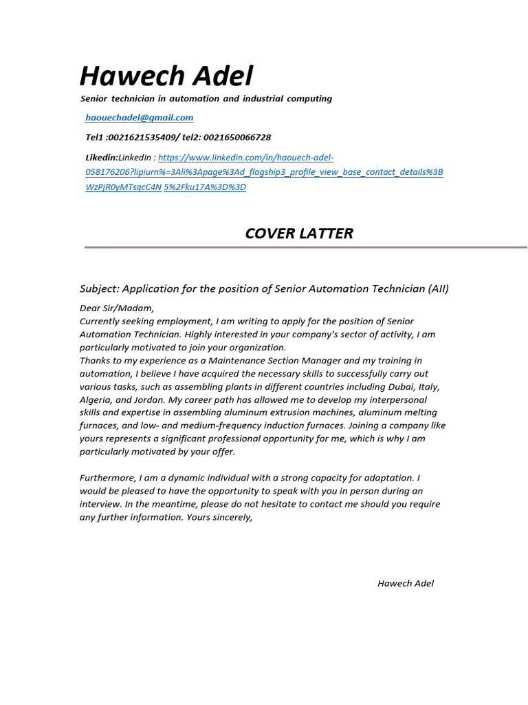 Cover Latter | PDF