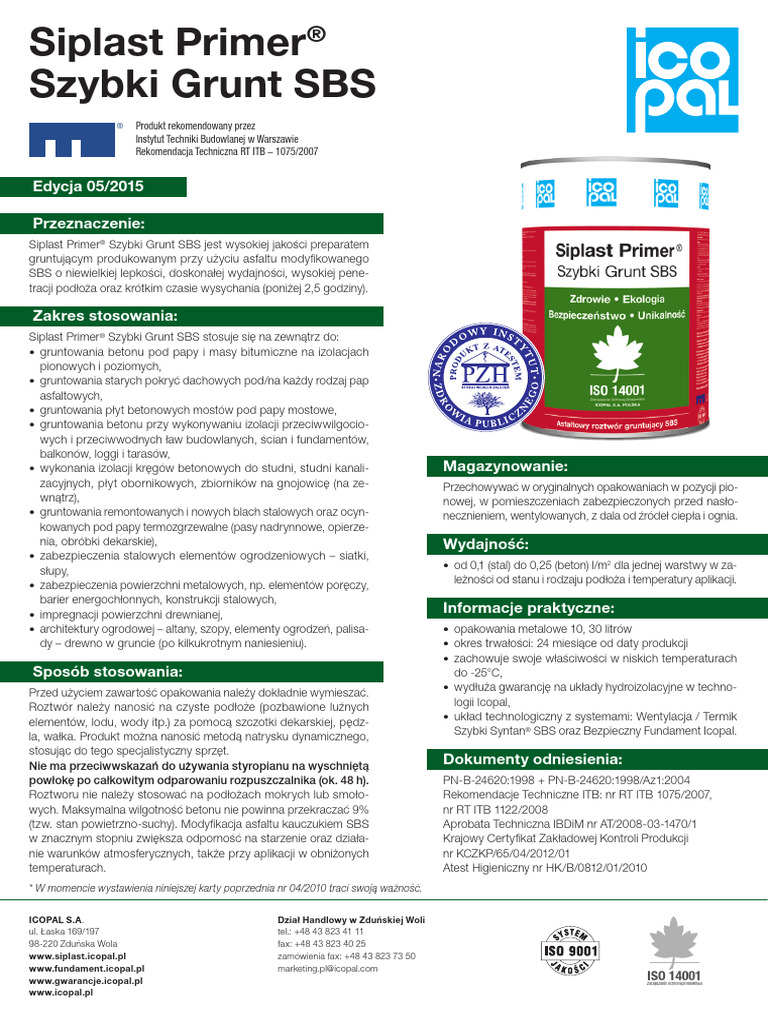 Siplast Primer Karta Techniczna | PDF