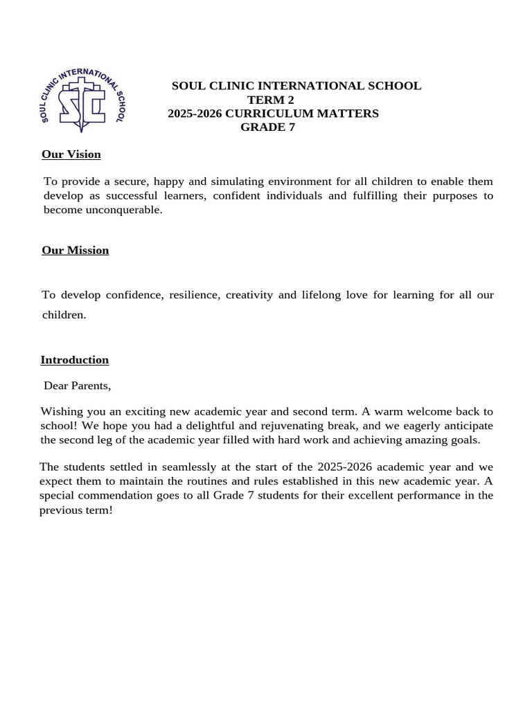 GRADE 7 SCHEME OF WORK, 2ND TERM 2026 -SCIS-1 | PDF | River | Kenya