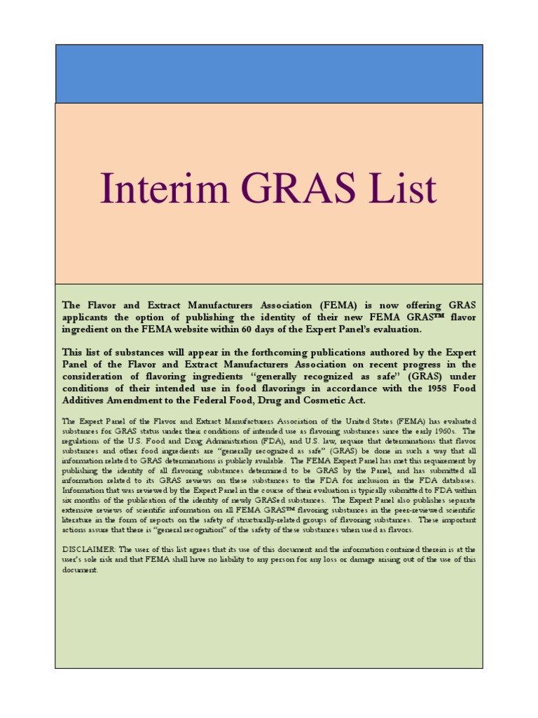 Interim GRAS List | PDF | Cuisine | Foods