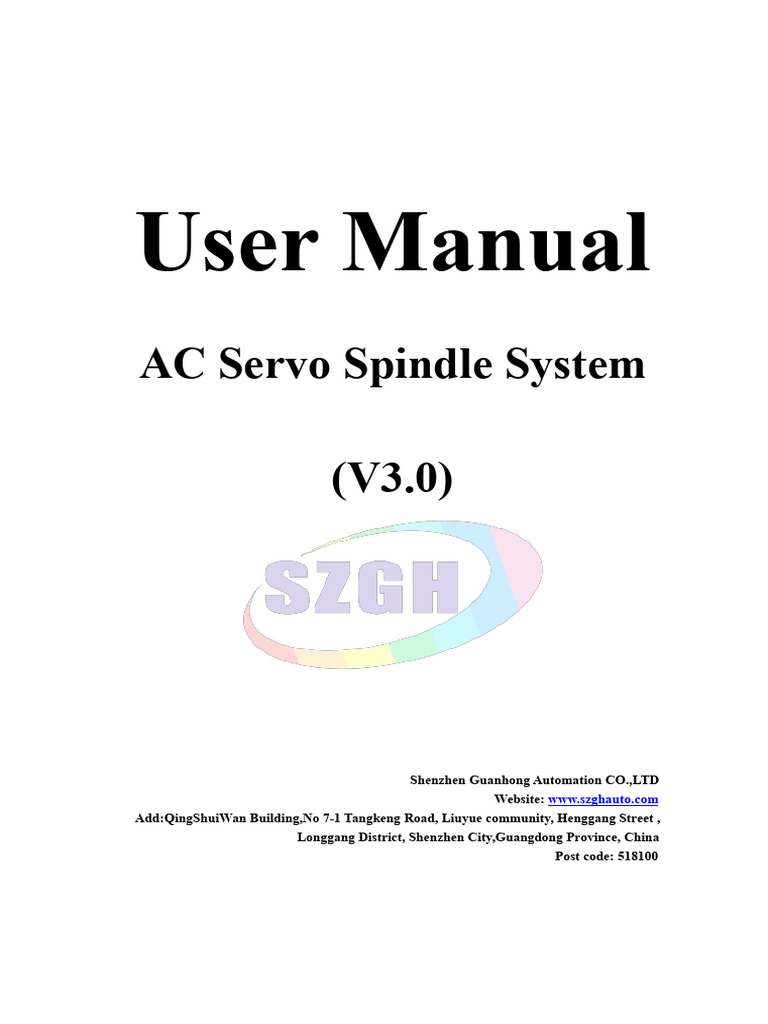 AC Servo Spindle System User Manual | PDF | Electric Motor | Parameter ...