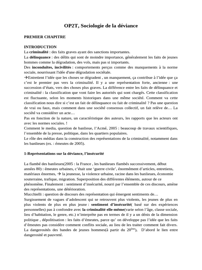 Sociologie de la déviance et criminalité | PDF | Criminologie | Crimes