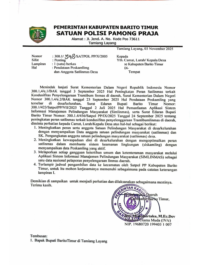 Pendataan Poskamling Dan Anggota Satlinmas Desa | PDF