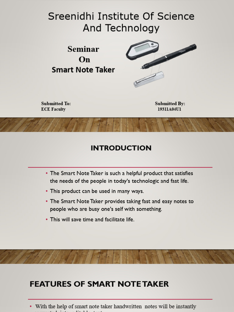 Smart Note Taker Ppt | PDF | Personal Computers | Computer Hardware