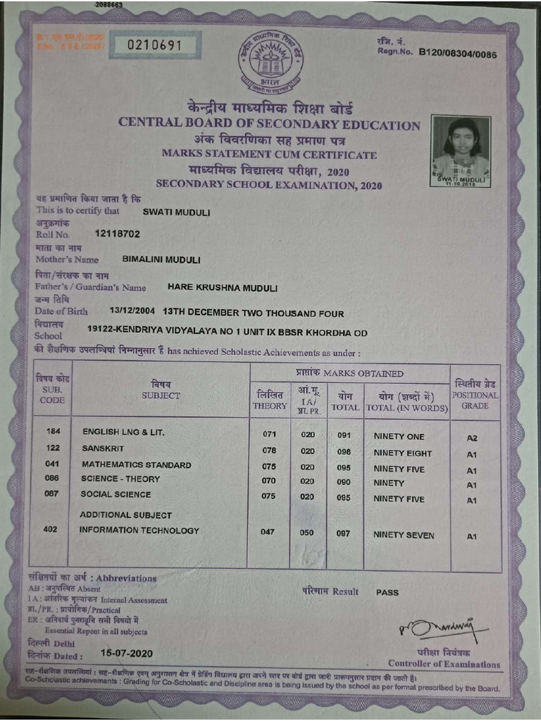 10th Marksheet -Compressed | PDF