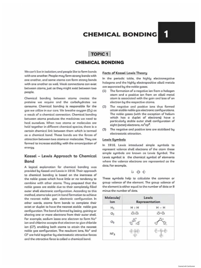 Chemical Bonding Class 11 Revision PDF | PDF