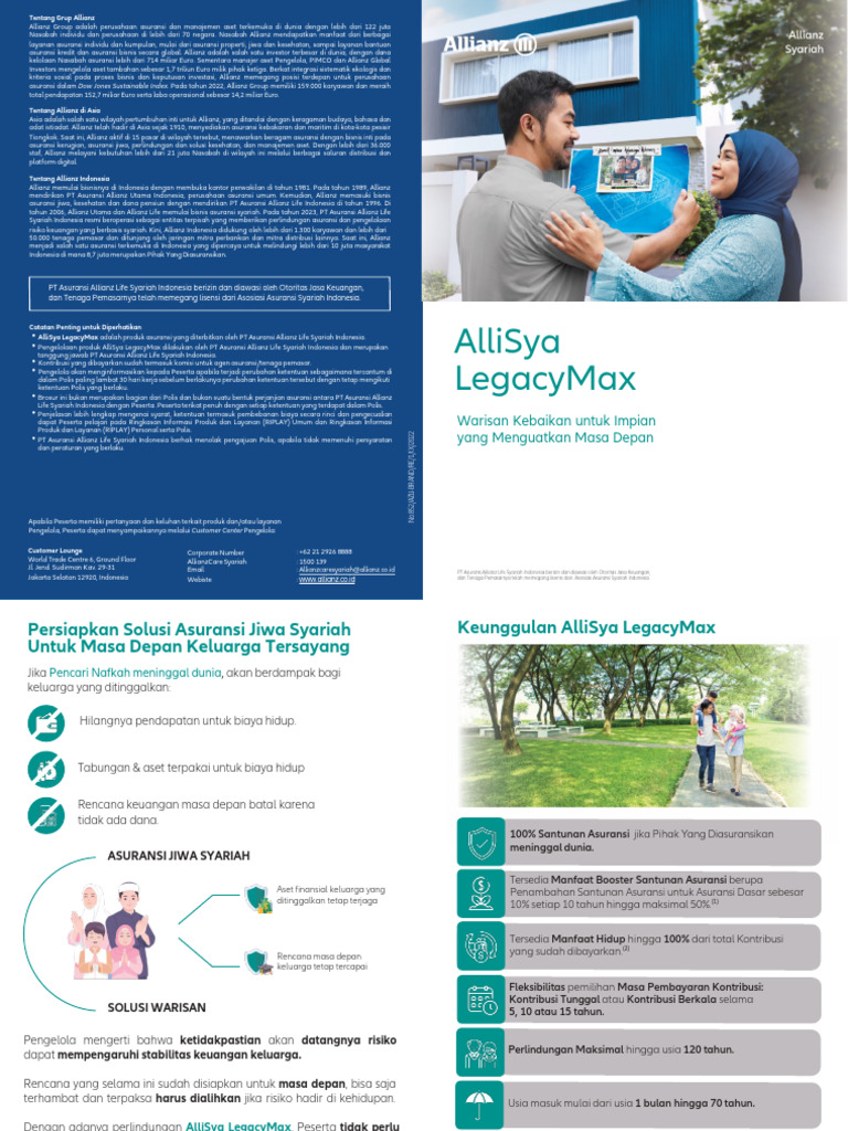 Asuransi Jiwa Syariah AlliSya LegacyMax | PDF