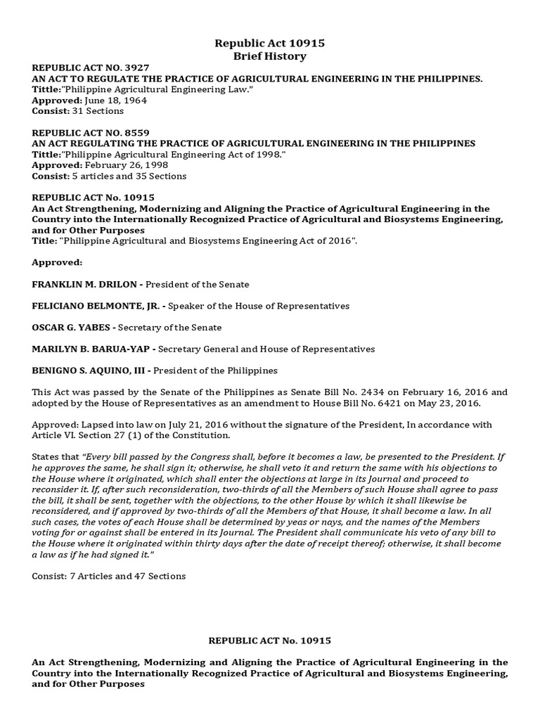 Philippine Agricultural Engineering Act 2016 | PDF | Agriculture | Engineer