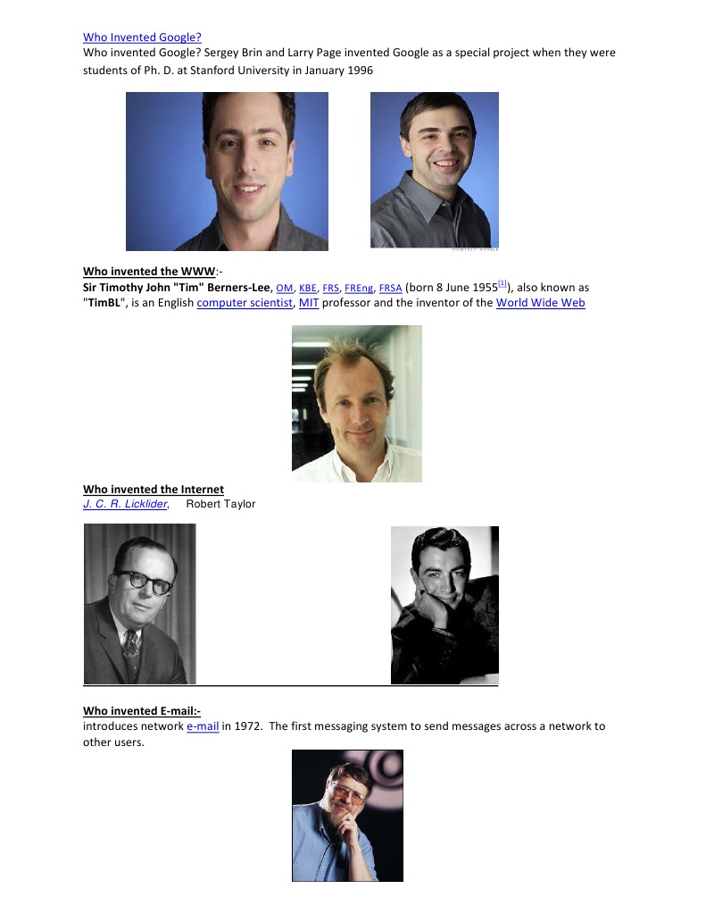Who Invented Google and Key Tech Innovations | PDF | Technology ...
