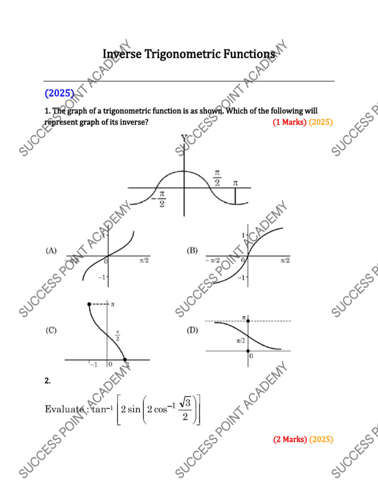 Inverse Trigonometric Functions Guide | PDF